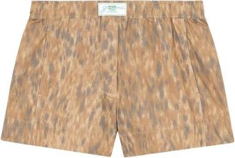 Ganni Femme, Maillots de bain, Brun, Taille: 36 FR Short Imprim&eacute; &Eacute;lastiqu&eacute; en Coton Stretch