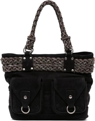 Loewe Shopper - Suede Braided Chain Pocket Tote - Gr. unisize - in Schwarz - für Damen