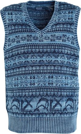 Ralph Lauren FAIR ISLE INDIGO COTTON SWEATER VEST