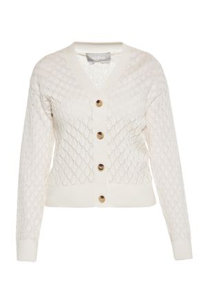 Usha Strickjacke Damen Wollwei&szlig;
