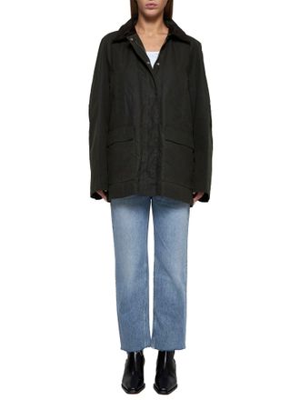Toteme Womens Padded Cotton Jacket Green Viscose Bomber