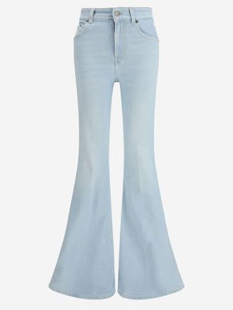Haikure Womens Flared Jeans Stretch Cotton Blend Light Denim