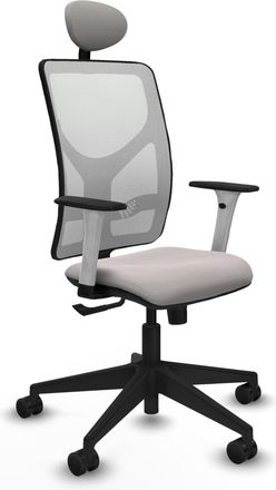 Piqueras y Crespo Schreibtischstuhl, wei&szlig;, gepolstert, mit wei&szlig;en und schwarzen Armlehnen, h&ouml;henverstellbare Lendenwirbelst&uuml;tze und festes Kopfteil, Wei&szlig;/Wei&szlig;