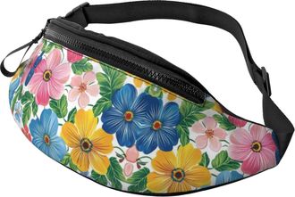 Generic Verstellbarer G&uuml;rteltasche Farbenfroher, Sch&ouml;ner Blumendruck Umh&auml;ngetaschen G&uuml;rteltasche Brusttasche F&uuml;r Running Camping Sport 14X35Cm