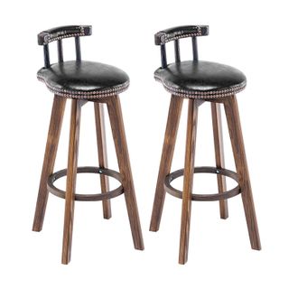 Generic 2er-Set rote Drehhocker - 82,9 cm hohe, gepolsterte Barhocker mit Holzbeinen, Sitzgelegenheiten aus PU-Leder f&uuml;r K&uuml;cheninseln, modernes Design, einfac