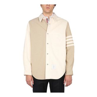 Thom Browne Homme, Chemises, Multicolore, Taille: L Funmix 4-Bar Snap Front Shirt Jacket