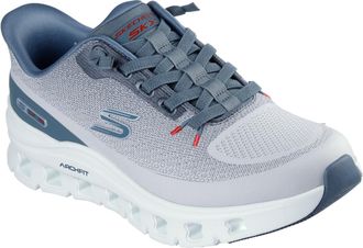 Skechers Arch Fit Glide-Step Pro Sneaker f&uuml;r Herren, Hellgrauer Strick, blaues Polyurethan, 44 EU