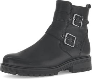 Gabor Bottines de motard en cuir noir Festival H fit 72.762, Noir, 5.5 UK Wide