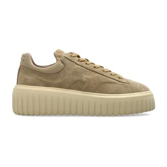 Hogan Femme, Chaussures, Beige, Taille: 39 1/2 EU Baskets en Daim H-Stripes
