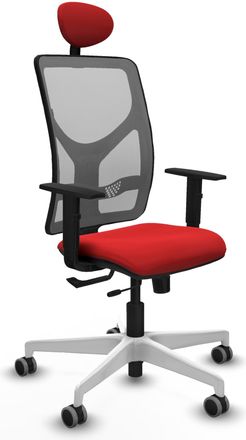 Piqueras y Crespo B&uuml;rostuhl, rot, mit 1D-Armlehnen, h&ouml;henverstellbare Lendenwirbelst&uuml;tze und festes Kopfteil, ausgestattet mit Syncro/Traslack und Schneideschaum, Grau/