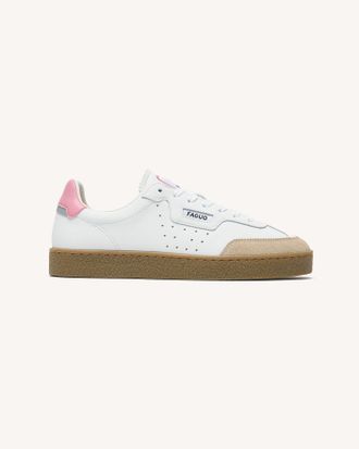 Faguo Baskets cuir et su&egrave;de blanc et rose gris&eacute;