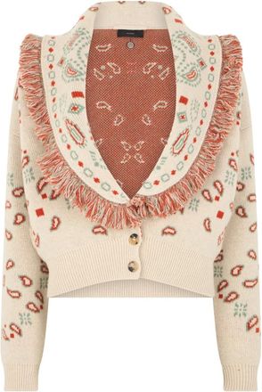 Alanui Femme, Pulls, Beige, Taille: 40 FR Cardigan Jacquard Bandana