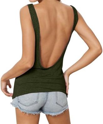Generic T-Shirt &agrave; Manches Courtes Gilet Dos Nu Sexy et &eacute;lastique pour Femme avec d&eacute;collet&eacute; en V Profond