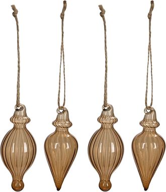 Matches 21 Weihnachtsbaumschuck 4er Set Weihnachtskugeln aus Glas - Braune Christbaumschmuck Deko Fensterdeko Weihnachtsbaumschmuck zum Aufhängen - Ausgefallene 