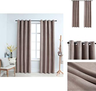 vidaXL Verdunkelungsvorh&auml;nge mit Metall&ouml;sen 2 Stk. Taupe 140x225 cm - Elegante Vorh&auml;nge - Wohnraumdekoration - Gardinen Taupe - Vorh&auml;nge Mit Wildlederlook