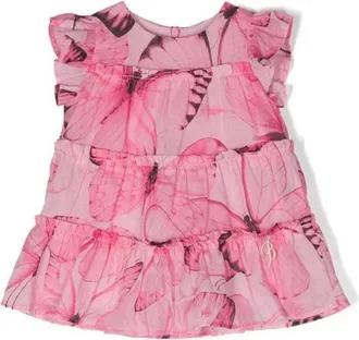 Blumarine All-Over Print Cotton Dress - Pink