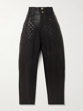 Isabel Marant Pantalon Fuselé En Cuir À Empiècements Catarina - Noir