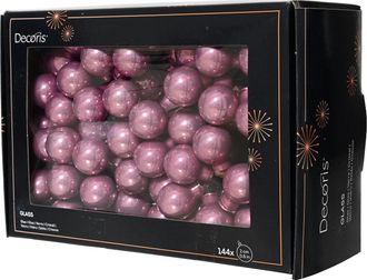 Kaemingk Weihnachtskugeln am Draht Glas 2cm x 144 St&uuml;ck Spiegelbeeren - kleine Dekokugeln - Christbaumschmuck & Weihnachtsdeko - Vintagerosa gl&auml;nzend