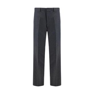 Fendi Kaschmirhose mit Frontrei&szlig;verschluss - - Trousers - Herren - Grau - S