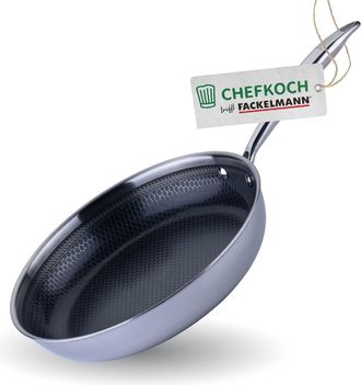 Fackelmann Chefkoch trifft Antihaftpfanne - Ø28 cm Premium Bratpfanne aus Edelstahl mit keramischer Antihaftbeschichtung, für alle Herdarten inkl. Induktion
