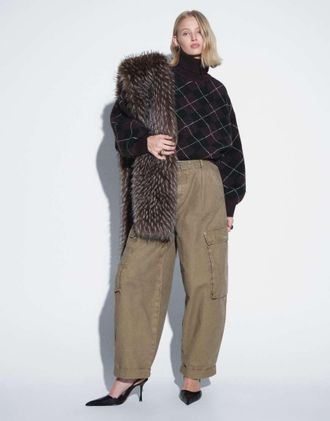Asos pantalon cargo avec ceinture &agrave; oeillets en khaki-Marron