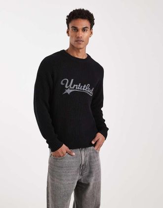 Cotton On Kastiger Strickpullover in Schwarz mit Rundhalsausschnitt