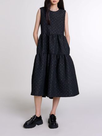 Maje Langes Kleid Mit Strass - Schwarz - Gr&ouml;&szlig;e 40 - Maje