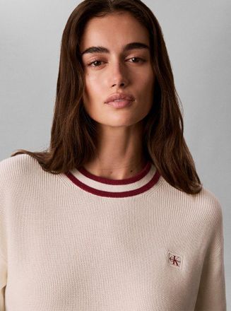 Calvin Klein Jeans Rundhalspullover WOVEN LABEL CREWNECK SWEATER Regular fit mit Rundhalsausschnitt
