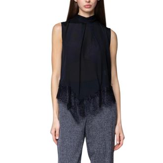 Kaos Crepe de Chine Top mit Neck Tie - - Tops - Damen - Schwarzk - S