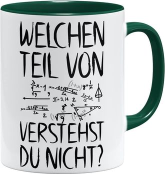 OM3 Welchen Teil von verstehst du Nicht Tasse mit Spruch Mathe - Keramik Becher - 11oz 325ml - Beidseitig Bedruckt - Grün