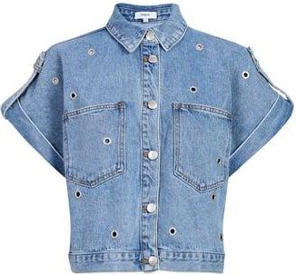 Suncoo Chemise Lord cropped &agrave; manches courtes en coton