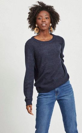 Vila Rundhalspullover VIRIL-O-PULLI Feinstrick mit feinen Strickdetails