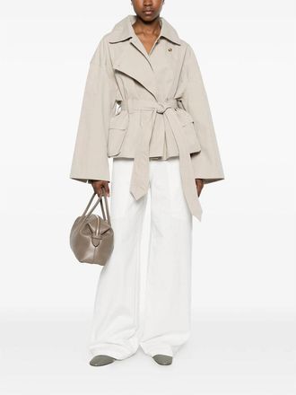 Viktoria Chan Cotton-Blend High-Waisted Wide-Leg Trousers - White
