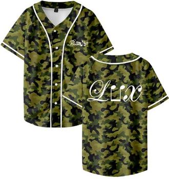Generic Rosalia LUX Logo Jersey Veste de baseball Chemises Col en V Manches courtes Boutonn&eacute; T-shirt Hommes Femmes Streetwear Tops, camouflage, 4XL
