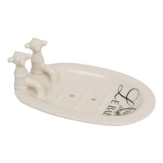 Biscottini International Seifenschale aus Porzellan L15,5 x B10,5 x H6,5 - Vielseitig, Robust, Shabby Chic - Weiße Rechteckige Seifenschale für Bad und Küche