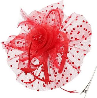 Dreshow Fascinator Chapeau Plume Mariage Dames Day Bandeau et Clip Cocktail Tea Party Chapeau pour Fille et Femmes, Taille Unique, 1 pc Thicker: RDUK
