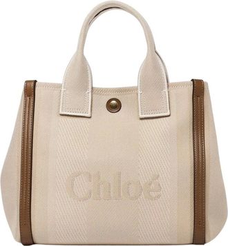 Chloé Femme, Sacs, Beige, Taille: ONE Size Sac Fourre-Tout en Toile et Cuir