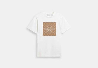 Coach Signature Square T-Shirt Aus Bio-Baumwolle f&uuml;r M&auml;nner in Wei&szlig;, Gr&ouml;&szlig;e S