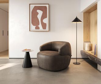 DELIFE Loungesessel Nova 88x88 cm Mikrofaser Taupe Vintage, Cocktailsessel