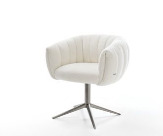 DELIFE Drehstuhl Jada-Flex Boucl&eacute; Soft Beige Fu&szlig;kreuz Graphit 360&deg; drehbar Wippfunktion Taschenfederkern, Esszimmerst&uuml;hle