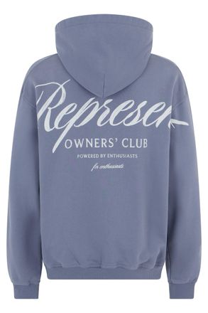 Represent Mens Hooded Sweatshirt Owners Club Script Blue Cotton Jumpers Sweater