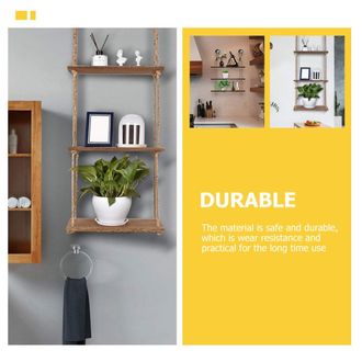 DOITOOL Stufiges Hängendes Wandregal aus Antikem Paulownia Holz Dekoratives Schwebendes Holzregal für Wohnzimmer Bad Küche Platzsparende Aufbewahrung und Viel