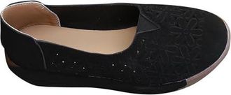 Generic Chaussures plates d&eacute;contract&eacute;es &agrave; bout rond pour femme - Respirantes - Antid&eacute;rapantes - L&eacute;g&egrave;res - Pour l&eacute;t&eacute; et lext&eacute;rieur, Noir, 38.5 EU