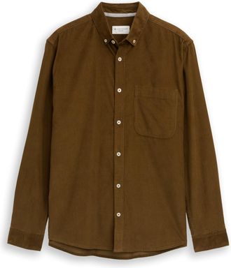 Tom Tailor Herren 1047341 Regular Fit Cordhemd mit Brusttasche, 23900-Dark Palm, XXL