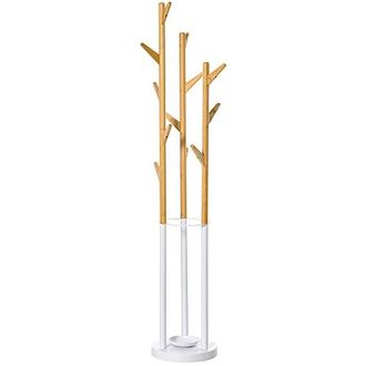 HOMCOM Portemanteau, porte-manteau avec 12 crochets et porte-parapluies, porte-manteau en forme darbre, porte-veste moderne pour v&ecirc;tements, chapeau, sac, pou