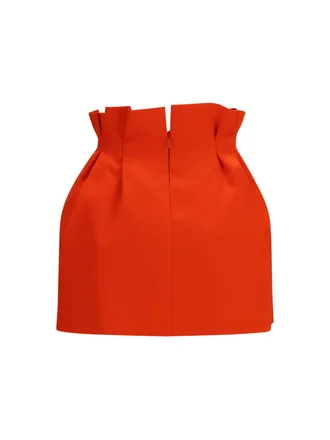 Magda Butrym Silk Ruffled Waist Skirt - Red