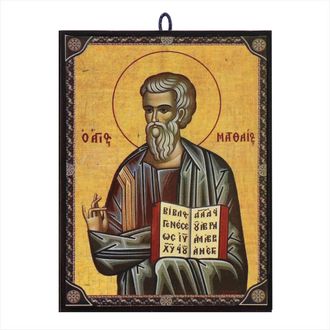 NKlaus Ikone Apostel Matth&auml;us 9,7x13,5x1,2cm Christliche Ikone orthodox aus Griechenland 60033