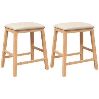 vidaXL Barst&uuml;hle mit Kissen 2 Stk. Massivholz Gummibaum - Vidaxl