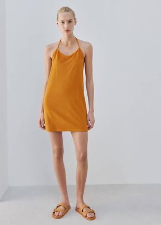 Mango Chemise de nuit en coton bouclette orange - Femme - M - MANGO