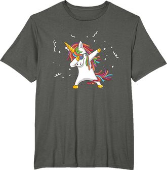 Jimbeels Lustiges Dab Einhorn | Dabbing Unicorn T-Shirt f&uuml;r M&auml;dchen, Schwarz, S